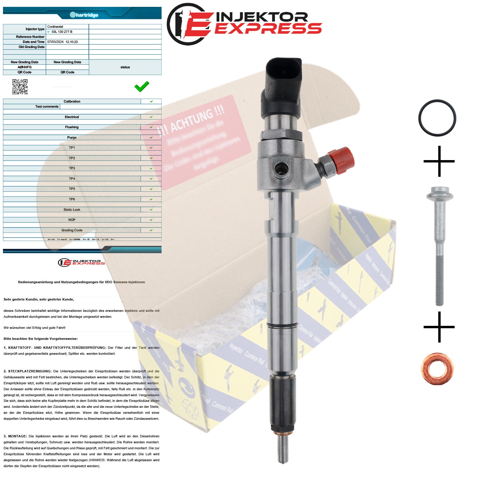 03L130277B Siemens Injektor Einspritzdüse Audi Seat Skoda VW 1.6 TDI A ...